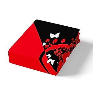 Mr Mrs Bedding Set Black Red Creative Funny Quotes Comforter Cover Couple Men Women Sexy Lip Mustache Duvet Cover Queen and King Romantic Wedding Themed Room Decor 3Pcs Queen Size (No Comforter)