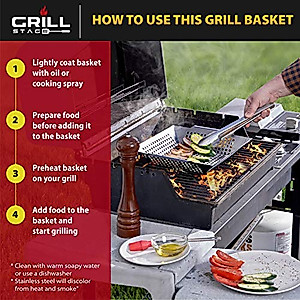 Heavy Duty Stainless Steel Vegetable BBQ Basket for Grilling - Large, Thick Veggie Grilling Basket is Perfect for Grills, Smokers & Even Indoor Use - Dishwasher Friendly & Easy to Clean Grill Basket