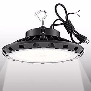 300W UFO LED High Bay Light 42000lm (Eqv.1250W MH/HPS), 5000K Daylight, 0-10V Dimmable, IP65 Waterproof, US Plug with 5ft UL Cable Commercial Lighting Fixture for Warehouse Workshop Factory Area