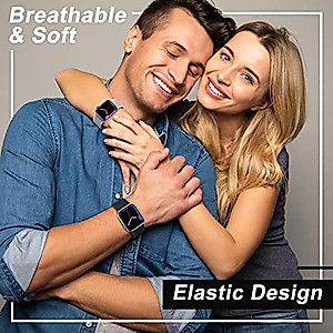 Nylon Sport Band Compatible with Apple Watch Band 38mm 40mm 41mm 42mm 44mm 45mm, Adjustable Breathable Women Men Braided Strap Compatible for iWatch Series 9/8/7/6/5/4/3/2 SE Dark Black A