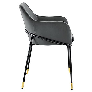 Modway Jovi Performance Velvet Dining Armchair in Black Charcoal