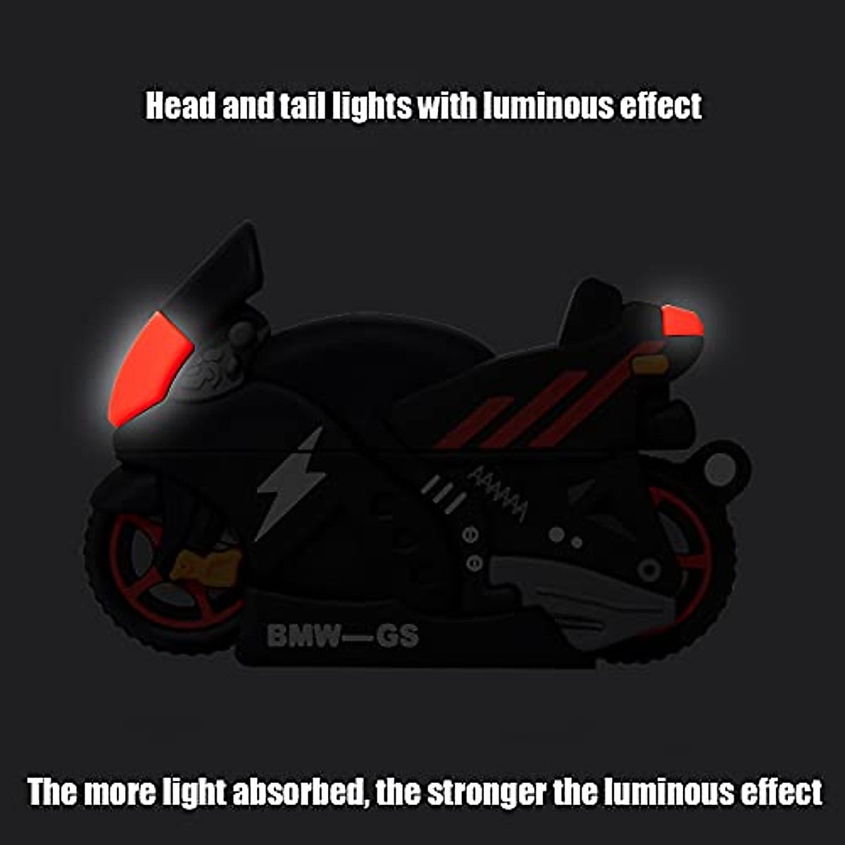 Yatchen Unique Case Compatible with AirPods Pro ,Creative Fun 3D Cartoon Motociclo Design AirPods Cover Case Cool Skin Soft Rubber Shockproof Protective Case (AirPods Pro, Red)