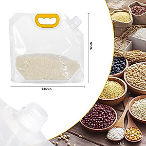 1.5L Grain Moisture-proof Sealed Bag, 10 Pcs Reusable Transparent Grain Storage Suction Bagswith Funnel, Resealable Airtight Smell Proof Packaging Baggies for Multipurpose Food Storage