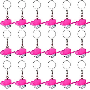 Alabelleza 18pcs Cowboy Hat Disco Ball Keychain Pink Hat Disco Ball Decorations Mini Disco Ball Ornaments Disco Ball Party Decorations Cowgirl Accessories