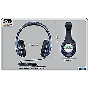 eKids Mandalorian The Child Headphones for Kids, Wired Headphones for School, Home or Travel, Tangle Free Stereo Headphones with Parental Volume Control, Connect via 3.5mm Jack