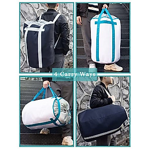 Laundry Basket Laundry Hamper Dirty Clothes Hamper Collapsible Foldable Laundry Bin Bag Backpack with Handles and Lid Large Tall Water-Proof Polyester Sturdy Durable Camouflage Blue