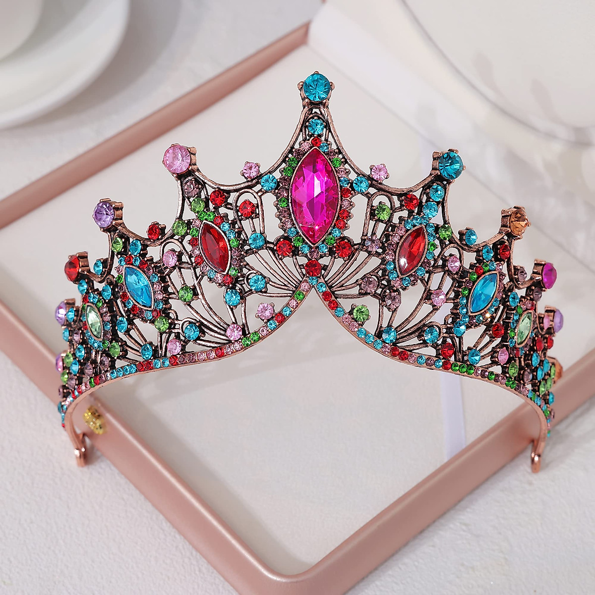 Kamirola Baroque Queen Crown,Rhinestone Wedding Bridal Crown and Tiaras Crystal Headband For Birthday Prom Pageant Party halloween… TR09 (Purple 13)