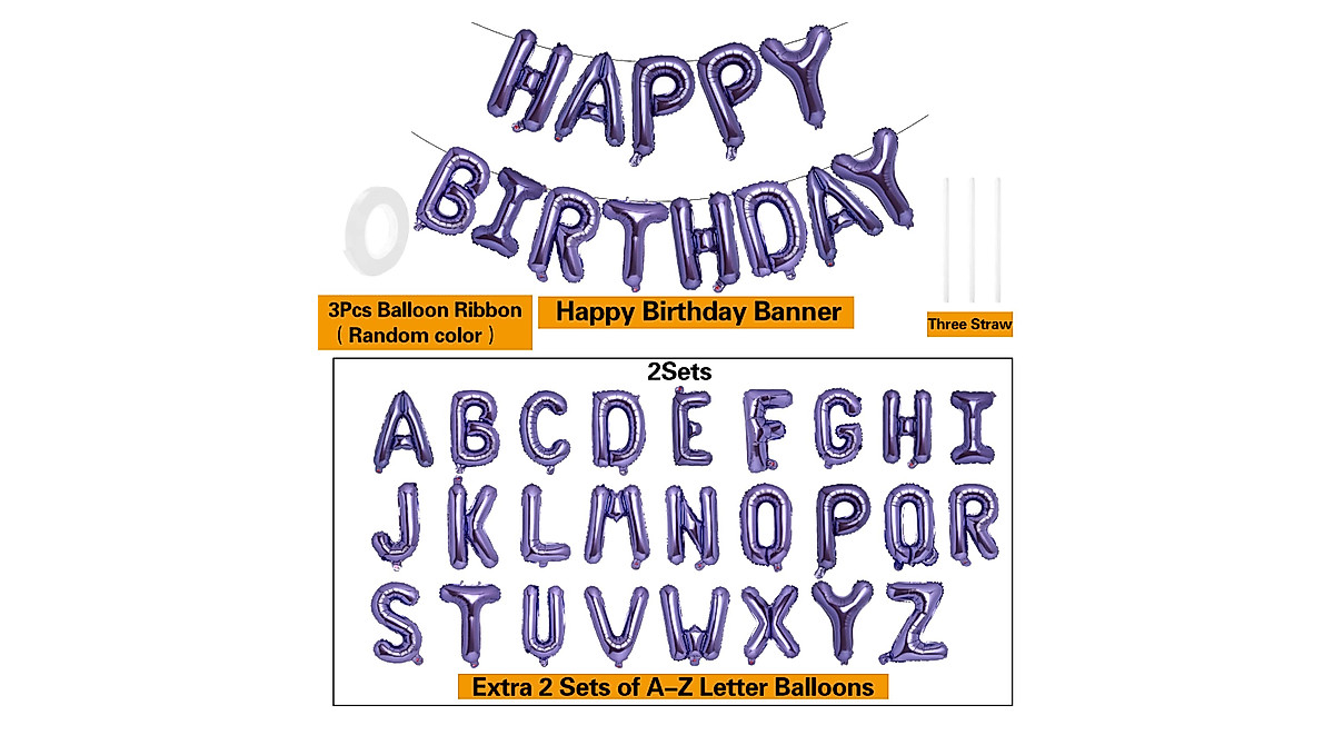UWPVOWSR Purple Birthday Balloon Banner for Kids & Adults