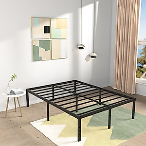 DiaOutro 18 Inch Queen Bed Frame Heavy Duty Metal Platform with Non Slip Mattress Gaskets