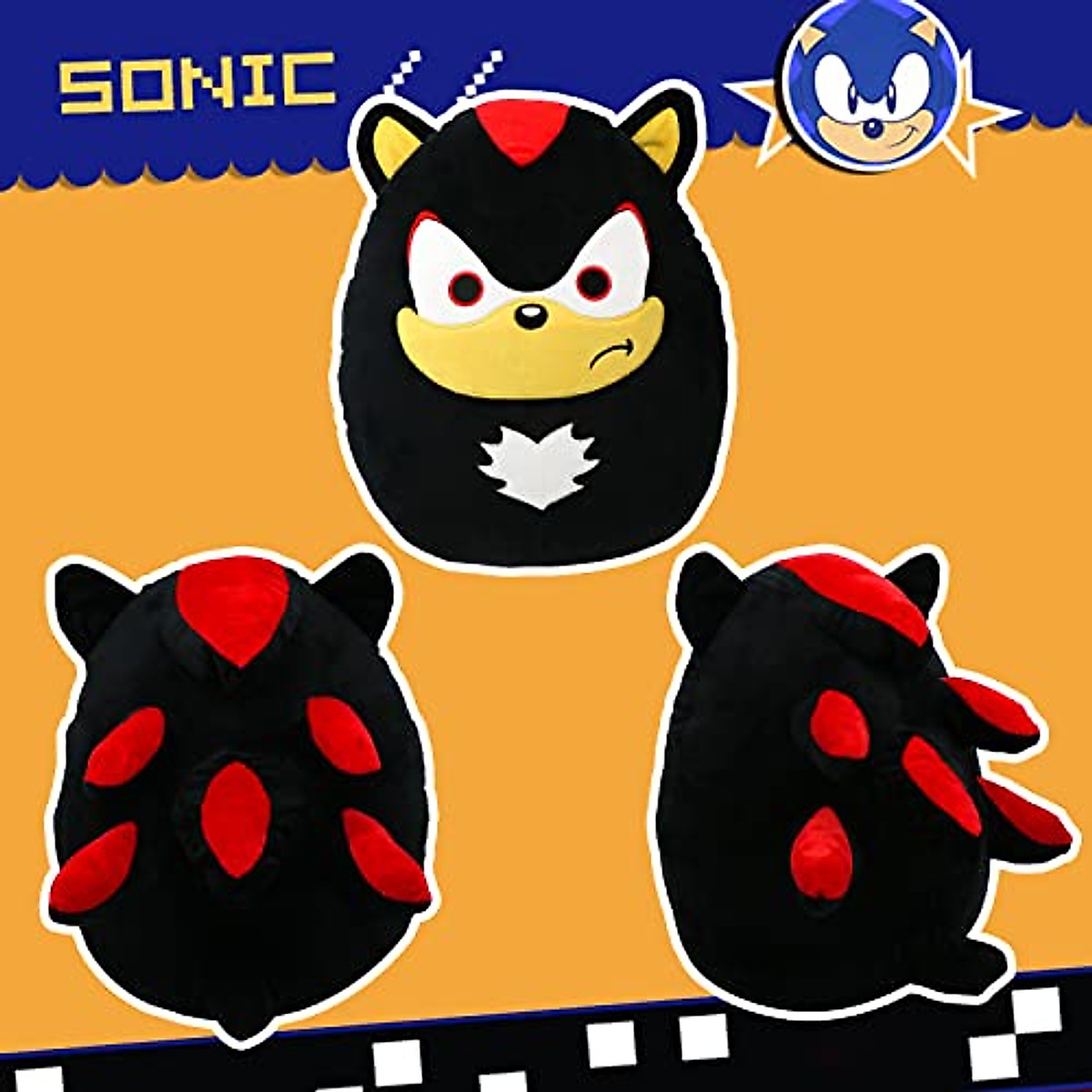 DEYOU Classic 14in Hedgehog Plush Toys Plush Figure Classic Hedgehog Plush Doll for Boys Girls Best Gift (Black)