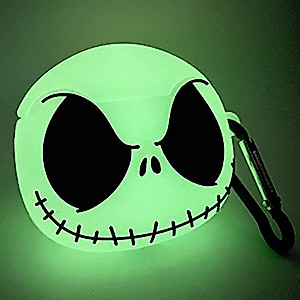 CCXNAS Compatible with Airpods Case Cover with Keychain, Halloween Luminous Skull for Airpods 2nd & 1st Cases, Soft Silicone Cute Funny Anime Case for Apple Airpods 2/1