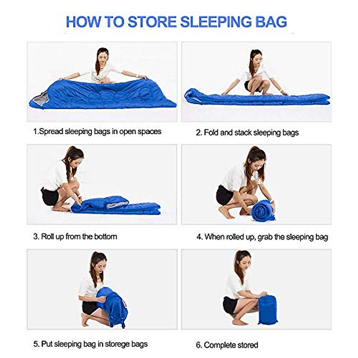 Lightweight Sleeping Bag, 3 Season Sleep Bags for Kids Adults Girls Women, Microfiber Filled Warm Cool Cold Weather 5-20 Degree for Backpacking/Hiking/Naturehike/Camping with Compression Sack -Blue