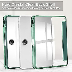 Smart Case with Pen Holder for OnePlus Pad (2023) 11.6 inch, Ratesell Transparent Hard Shell Back Trifold Smart Cover Protective Slim Case for OnePlus Pad/Oppo Pad 2 Blackish Green