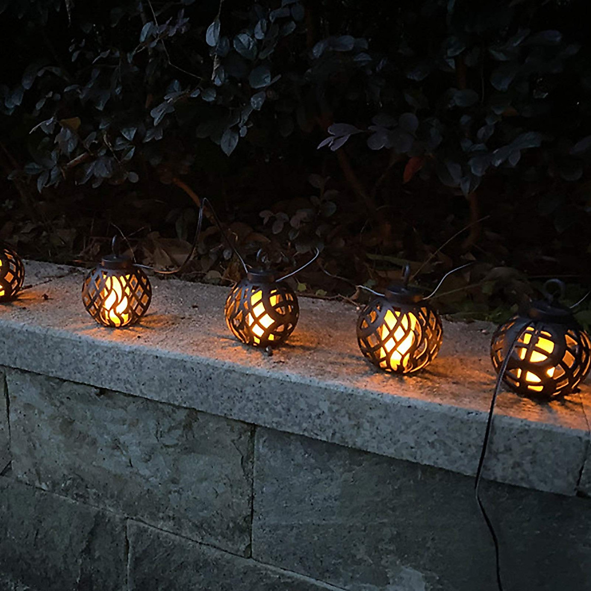 Uonlytech Creative Lantern Shape String Light String Flame Garden Lights Plastic LED String Lights