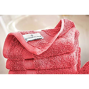 Cotton & Calm Exquisitely Fluffy 100% Cotton Wash Cloths Set - Luxurious 12 Pack Coral Washcloths - 13x13 inches Face Towel - Super Soft, Thick & Absorbent for Face, Hand, Gym & Spa