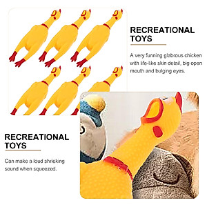 NUOBESTY Yellow Rubber Chicken Novelty Screaming Chicken Prank Yellow Rubber Squawking Chicken Noise Maker Funny Rubber Chicken Pet Toy, 6 Pack