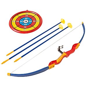Kids Bow and Arrow Set with Target and 3 Suction Cup Arrows - Safe Plastic Toy Archery Game Kit for Boys and Girls Ages 5 and Up