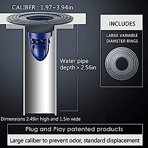 Shower Floor Drain Backflow Preventer One Way Drain Valve Sewer Core Magnetic Drainage Insert Drain Plug Oversized(2-3.9in Hole) (Suitable for Tube Depth 2.56-4.13in) (Caliber 2-3.9in ,Depth 2.56in)