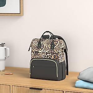 LOVEVOOK College Laptop Backpack, 15.6 Inch Travel Backpack for College, Waterproof Work Backpack Woman for Teacher Nurse Anti-theft Travel Back Pack, Gifts for Women, Leopard