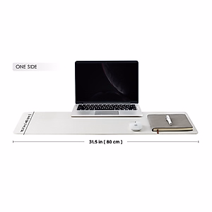 Dual Sided Leather Desk Mat - Waterproof Desk Pad for Office and Home - Desk Organization and Accessories - Ideal for Large Mouse Pad and Desk Mats on Top of Desks(White+Silver,31.5"x 15.7")