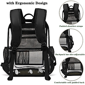 KUI WAN Clear Backpacks for School Large Clear Bookbag with Multi-Pockets PVC Transparent Backpack for College,Clear Black