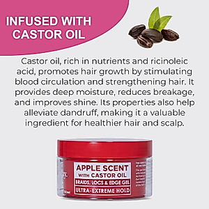 Esha Slick N Slay Braiding Gel - 3-in-1 Ultra Extreme Hold Gel for Locs, Twists & Edges - Hydrating & Conditioning Shining Formula - Fast Drying (APPLE, 5 oz.)