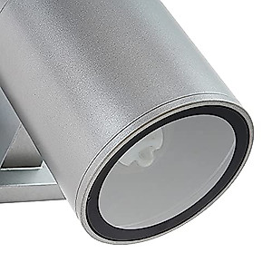 mirrea Modern Outdoor Porch Light Patio Light in 2 Lights with Aluminum Cylinder and Tempered Glass Cover Waterproof Wall Sconce 2 Pack (Metallic Gray)