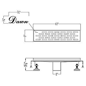 Dawn LYE470304 Yangtze River Series Linear Shower Drain, 47"
