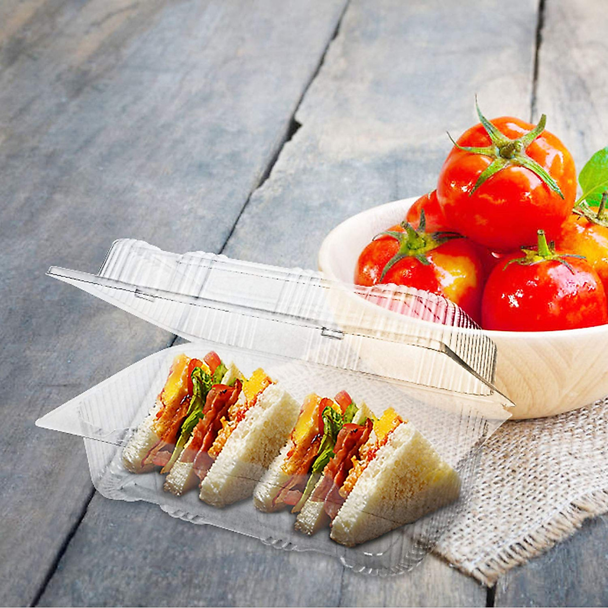 Kaderron Disposable Plastic Hinged Food Container - 70 Pcs Clear Clamshell Food Containers, 7.3" Length x 4.7" Width x 2.7" Depth