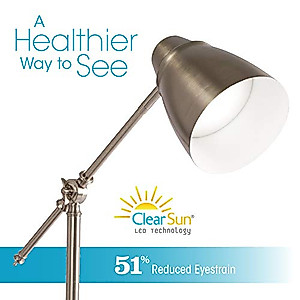 OttLite Harmonize LED Desk Lamp - 2.1A USB Charging Port, 3 Brightness Settings, Brushed Nickel