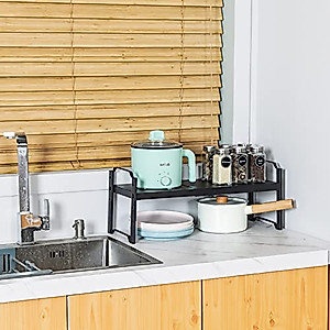X-cosrack Expandable Shelf for Kitchen Cabinet, Adjustable Cabinet Shelf Organizers for Kitchen Counter, Cabinet Countertop Shelf Rack Organizer, Adjustable Length Height, Stackable Design(Set of 1)
