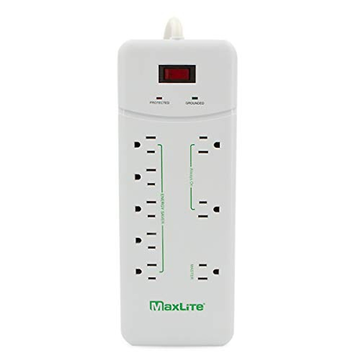 MaxLite Advanced Power Strip with 8 RECEPTACLES and 1350 Joules of Surge Protection,White,APS-8/1350J