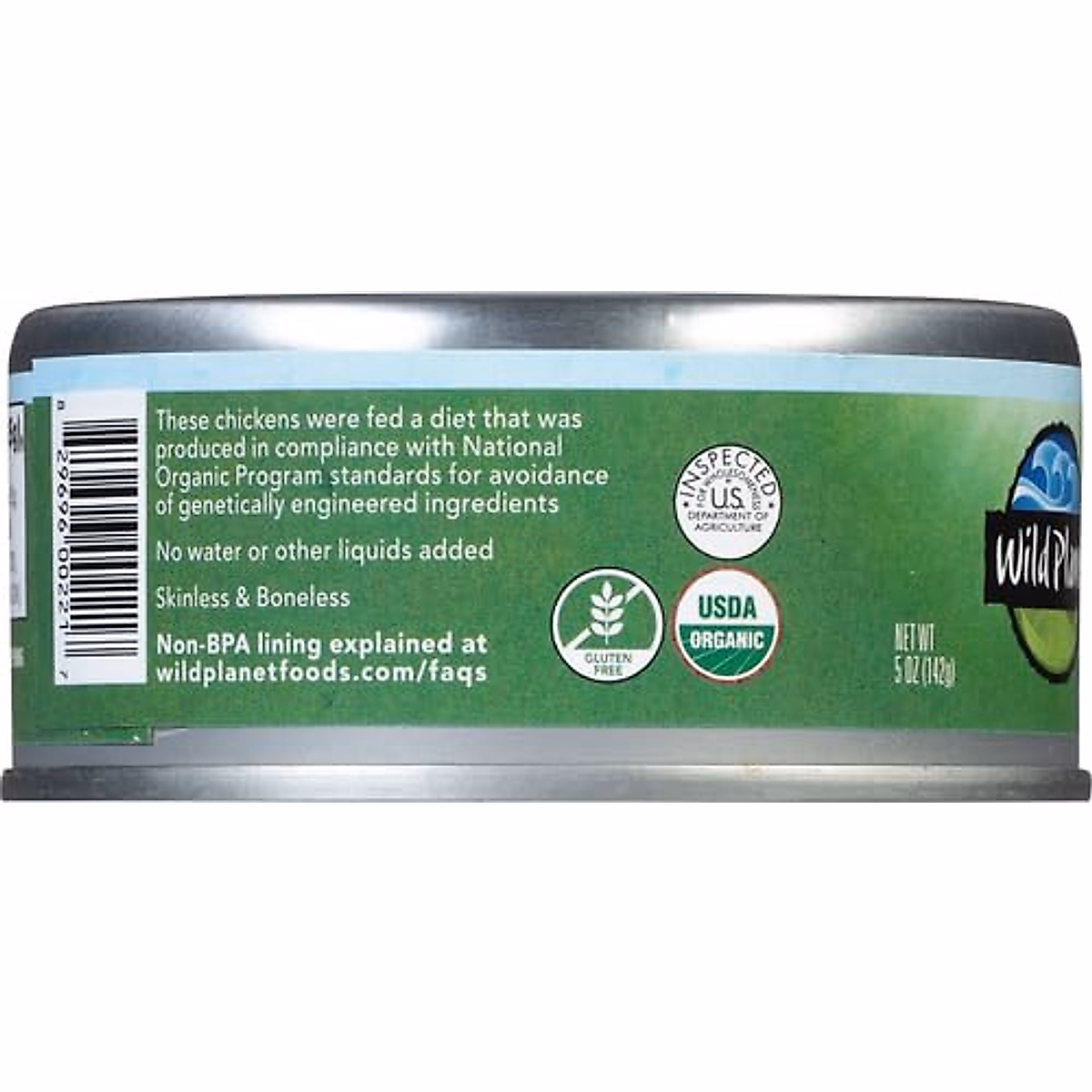 Wild Planet Organic Roasted Chicken Breast, Skinless and Boneless, No Salt Added, 100% chicken breast, 5 Ounce