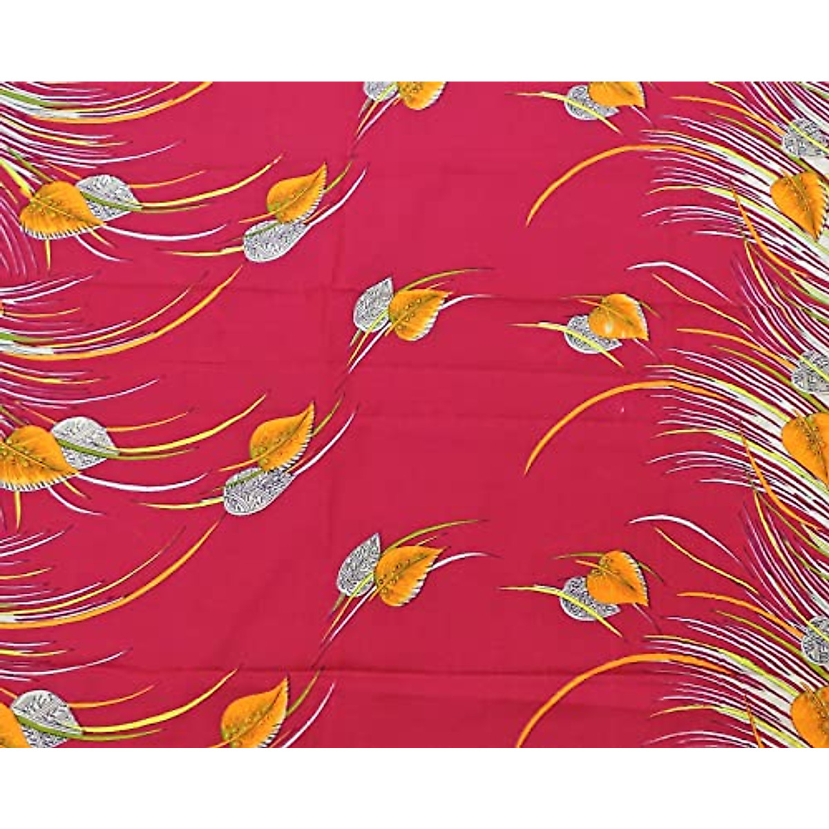 Peegli Indian Vintage Red Printed Textile Silk Blend DIY Fabric Casual Dress Material