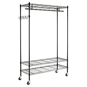 Omega 24" Deep x 30" Wide x 80" High 3 Tier Black Mobile Garment Rack