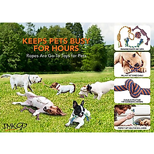 Dog Chew Rope Toys – Set Of 4 Ropes - For Large, Small Teething Pets – All Puppy Breeds Aggressive Chewers – 100% Cotton for Natural Floss – With Ball, Tough Teething Rope, Tug-Of-War & Fetching Bone