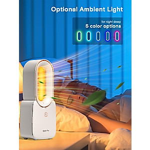 let'me Desk Fan,Portable Bladeless Fan 11.8 inch Small Personal Cooling Fan with 5 Colors Touch Control LED Light,Quiet Table Fan for Home, Office, Bedroom