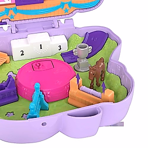 Polly Pocket Compact Playset, Jumpin' Style Pony with 2 Micro Dolls & Accessories, Travel Toys with Surprise Reveals
