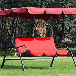 Swing Seat Cover, Waterproof Foldable Replacement Swing Canopy Cover, Ultra-Lightweight 3-Seat Chair Cover Hammock Protection Cover for Outdoor, Garden, Courtyard(Red)