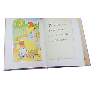 Baby Girl First Bible and 4 Inch Pewter Baptism Guardian Angel Crib Cross