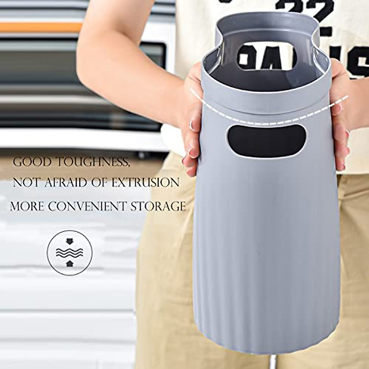 Plastic Small Trash Can, 3.1 Gallon Office Trash Can, White Trash Bin with Built-in Handle, Slim Waste Basket for Bathroom, Bedroom, Home Office, Living Room, Kitchen (12L Black)