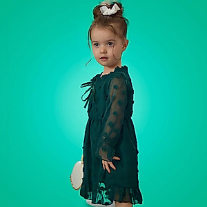 Maacie Girls Fall Casual Dress Christmas Dress Holiday Dress Babydoll Dress Green 18M