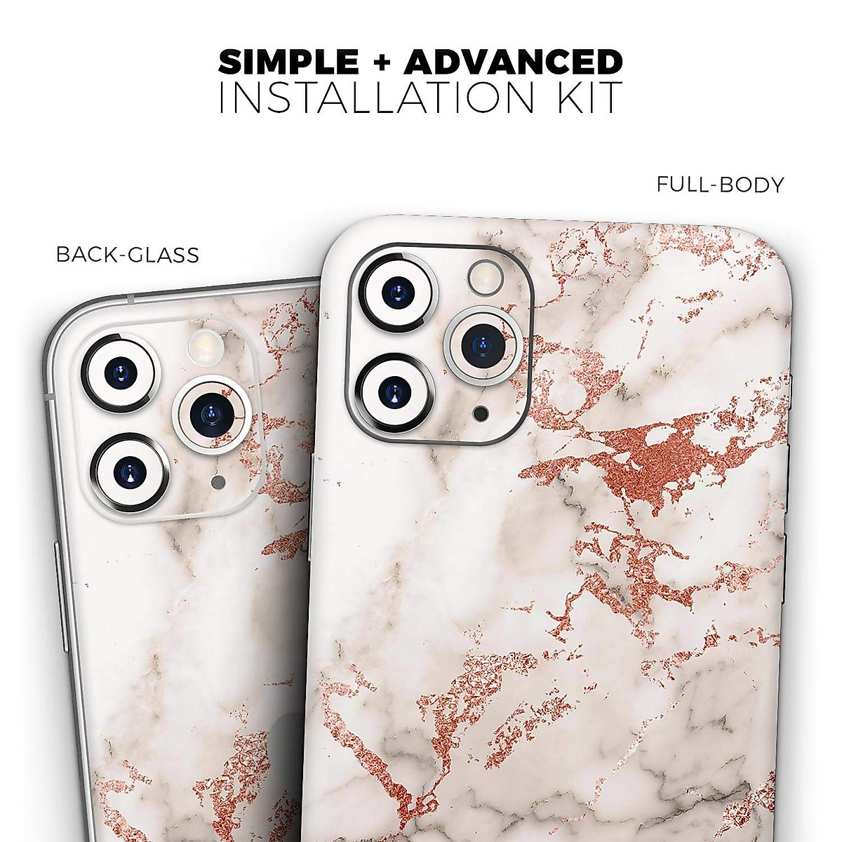 Design Skinz Rose Pink Marble & Digital Gold Frosted Foil V5 - DesignSkinz Protective Vinyl Decal Wrap Skin Cover Compatible with The Apple iPhone 11 (Full-Body, Screen Trim & Back Glass Skin)