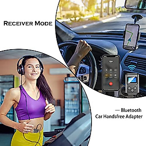 Bluetooth Transmitter with LCD Screen, 2-in-1 Bluetooth Audio Transmitter and Receiver Adapter with Built-in Battery, Wireless Audio Receiver with Mic for Handsfree, aptx Low Latency