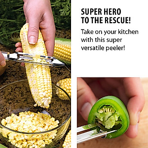 Rada Cutlery Deluxe Vegetable Peeler – Stainless Steel Blade With Aluminum Handle, 8-3/8 Inches, 2 Pack