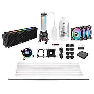 Thermaltake Pacific CL360 Max D5c Res/Pump 16.8 Million Color RGB (Alexa, Razer Chroma) Software Enabled Copper Radiator PETG Hard Tube Water Cooling Kit CL-W259-CU00SW-A