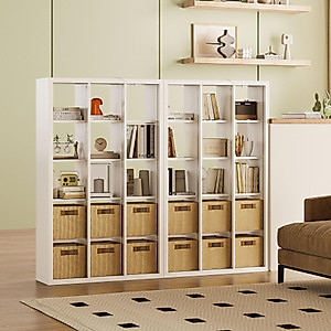 IRONCK 15 Cube Bookcase Storage Shelf Organizer with LED Lights, 5 Tier Bookshelves and Bookcases Display Shelves, Horizontally or Vertically Use, White