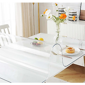 KATE 1.5mm 60x88 Inch Plastic Table Cover Clear Table Protector Non-Slip Easy Clean for Kitchen Tablecloths Table Mats