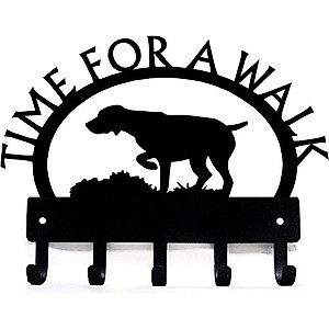 The Metal Peddler GSP on Point Time for a Walk Key Rack Dog Leash Hanger - Made in USA; Wall Mounted Holder; Gift for Dog Lovers