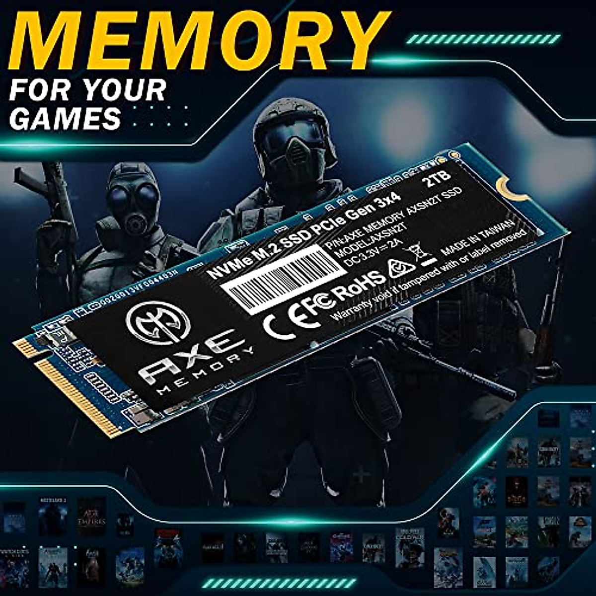 AXE MEMORY 2TB NVMe M.2 2280 PCIe Gen 3x4 Internal SSD Solid State Drive (SSD)